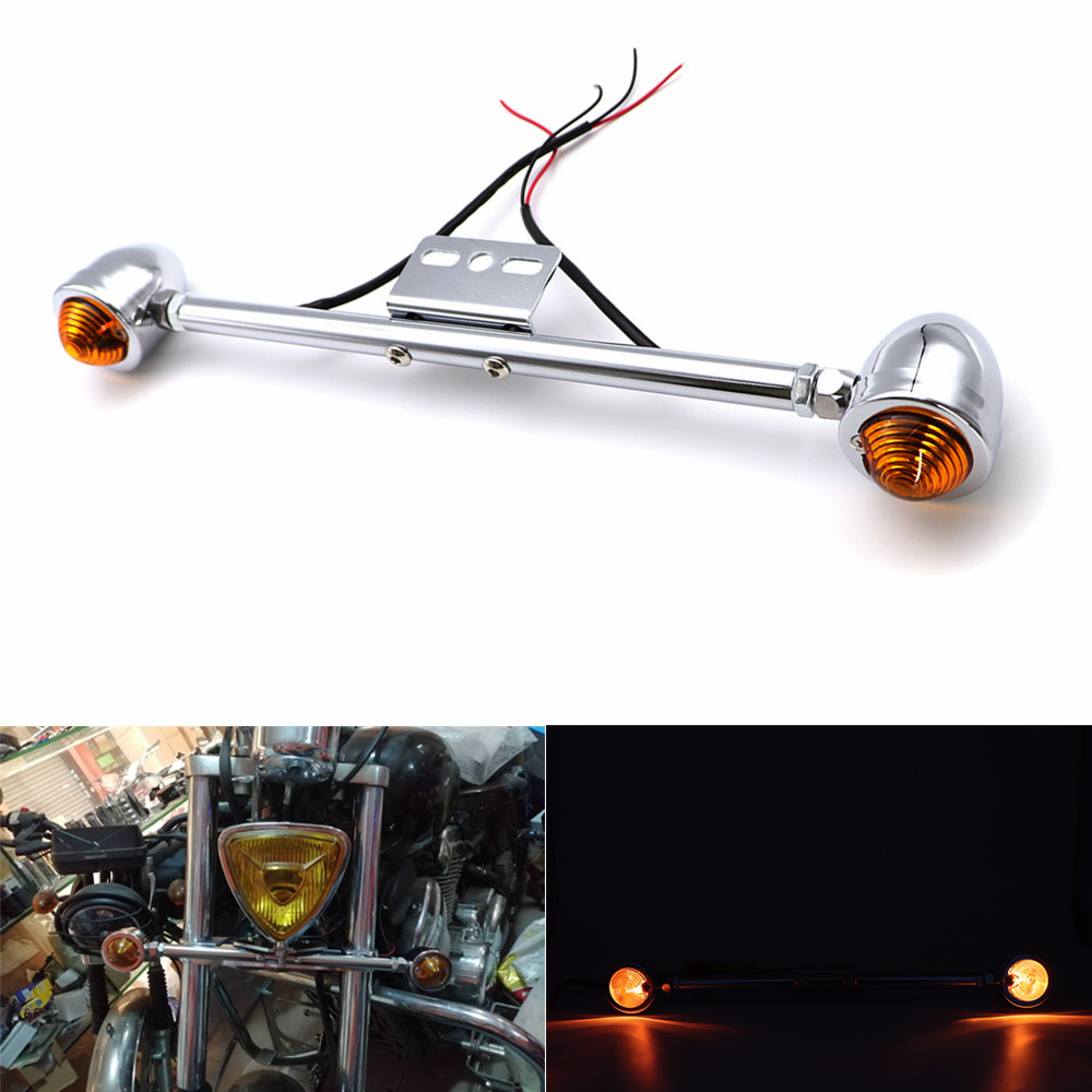 Chrome Front Rear Metal Short Mount Turn Signal Light Tube Bar Bracket ...