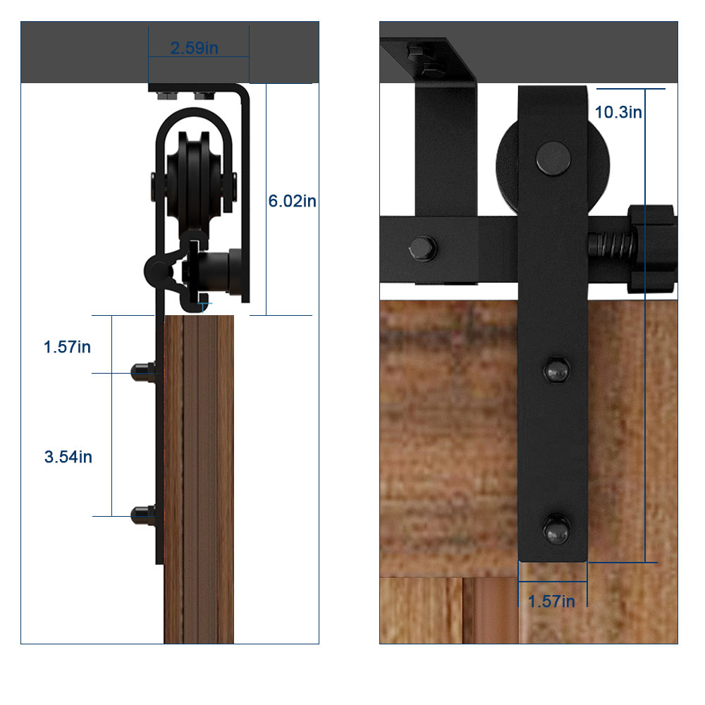 5-12FT Ceiling Bracket Mount Sliding Barn Door Hardware Kit Single ...
